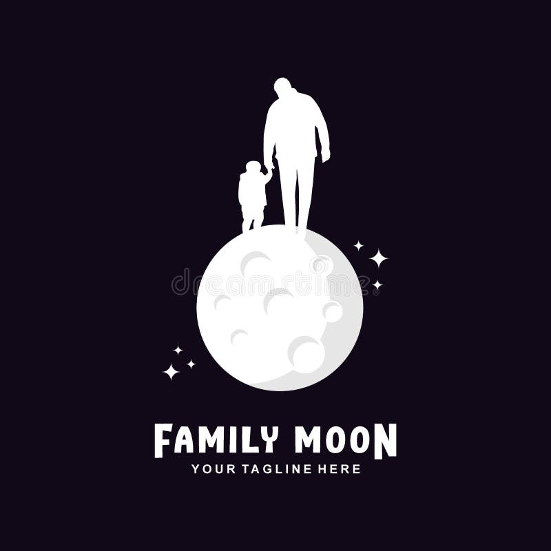Family Moon Logo with Flat Design Stock Illustration - Illustration of ...