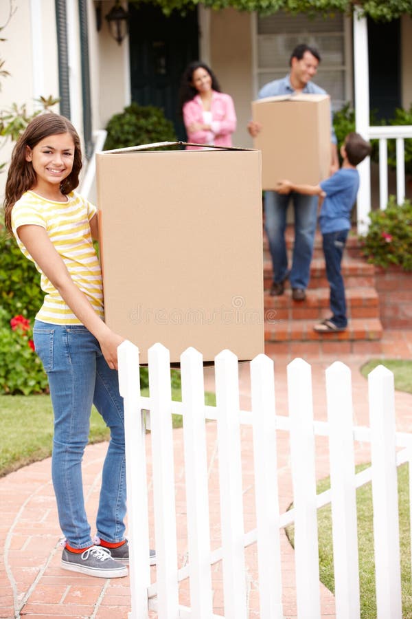 Family Moving into New House Stock Photo - Image of bungalow, camera ...