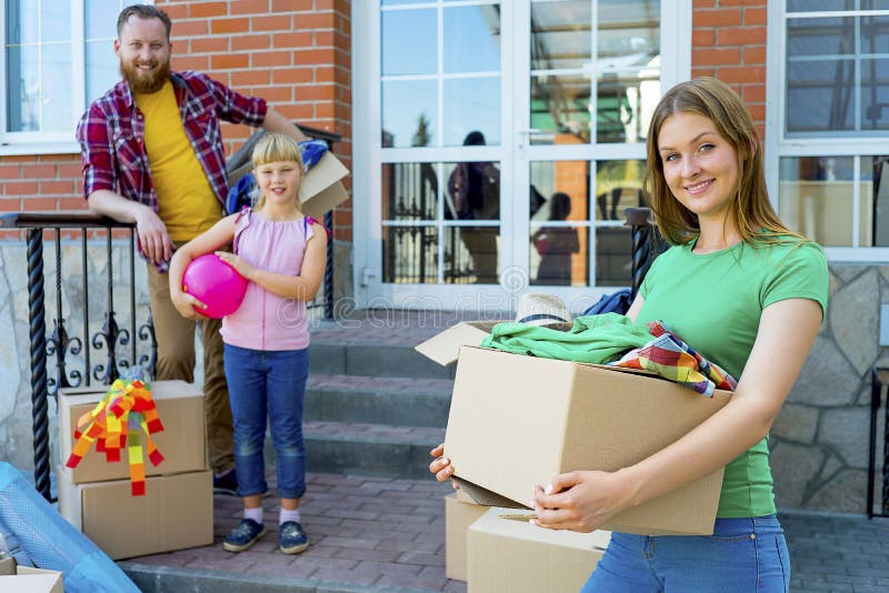Family is Moving into a New House Stock Image - Image of adult, house ...