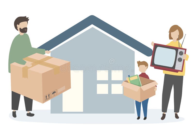 Family Moving To a New Home Stock Vector - Illustration of together ...