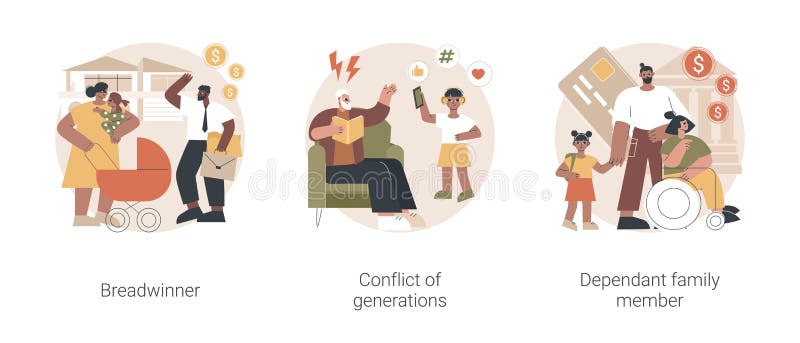 Family Needs and Communication Abstract Concept Vector Illustrations ...