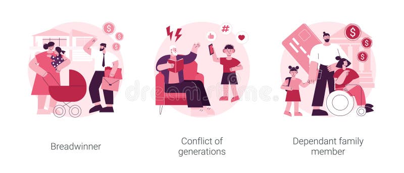 Family Needs and Communication Abstract Concept Vector Illustrations ...