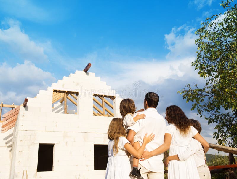 Family with new house stock photo. Image of couple, daughter - 35725664