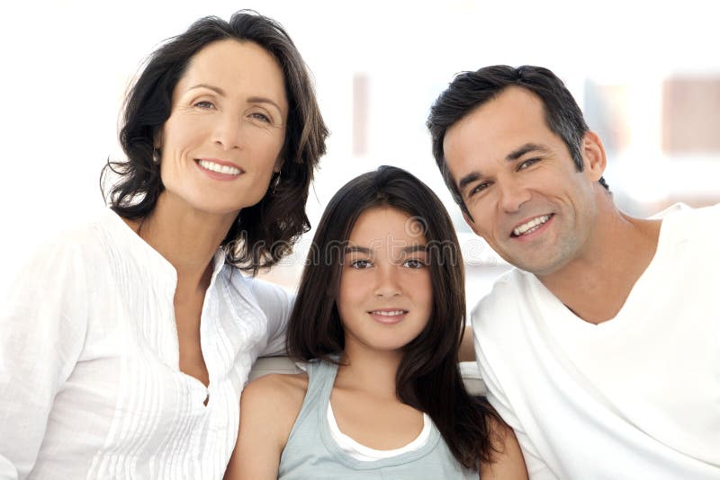 Family with one child stock image. Image of cheerful - 63891891