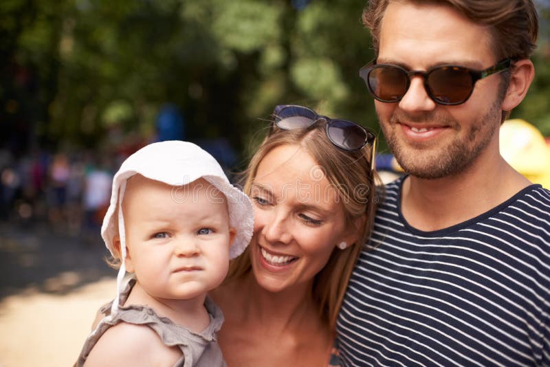 Family Out and about. a Beautiful Happy Family on an Outing Together ...