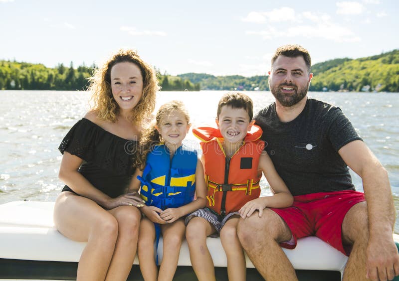 Family Out Boating Together Having Fun on Vacancy Stock Photo - Image ...