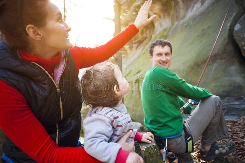 Family Outdoors is Climbing. Stock Photo - Image of climb ...
