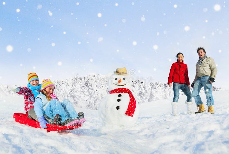 Family Outings Out in Snow stock image. Image of mother - 45370445