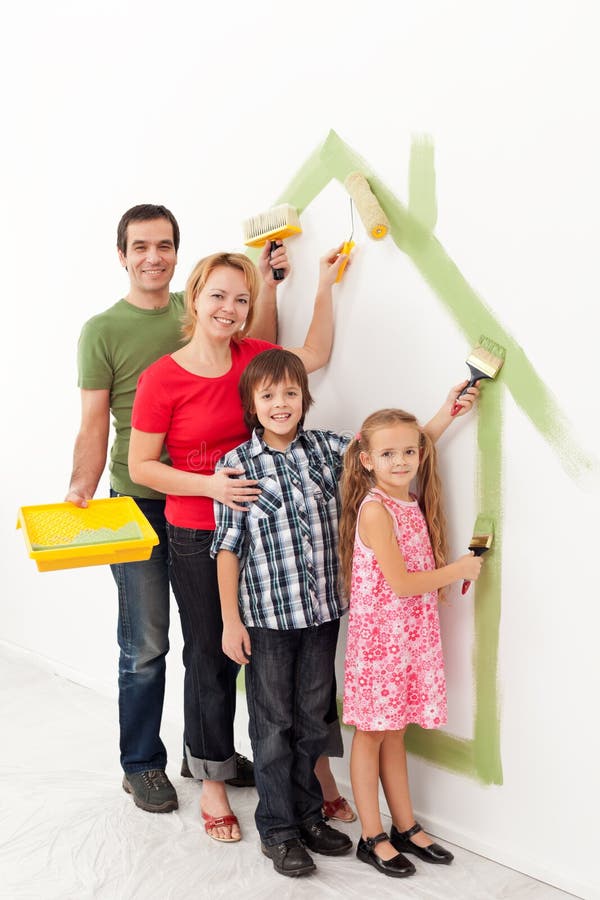 Family painting together stock photo. Image of love, color - 28498680