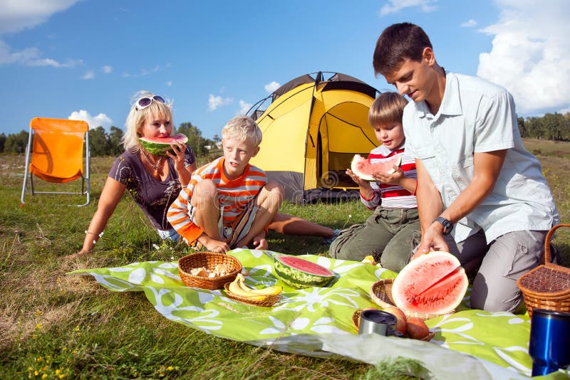 Family picnic stock image. Image of child, melon, children - 19512983