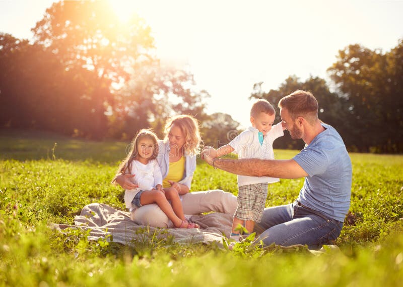 Family on picnic in park stock photo. Image of enjoying - 89801382