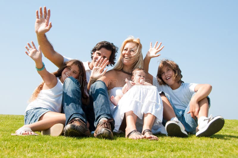 Family play on meadow stock image. Image of family, parenthood - 11309401