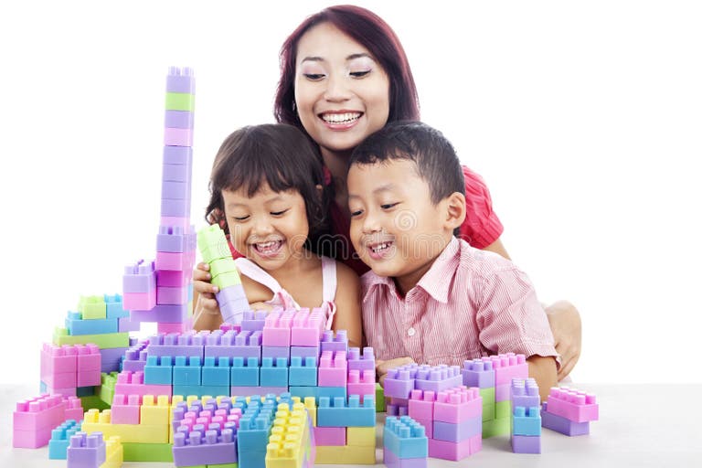 Family playing with blocks stock image. Image of girl - 25197497