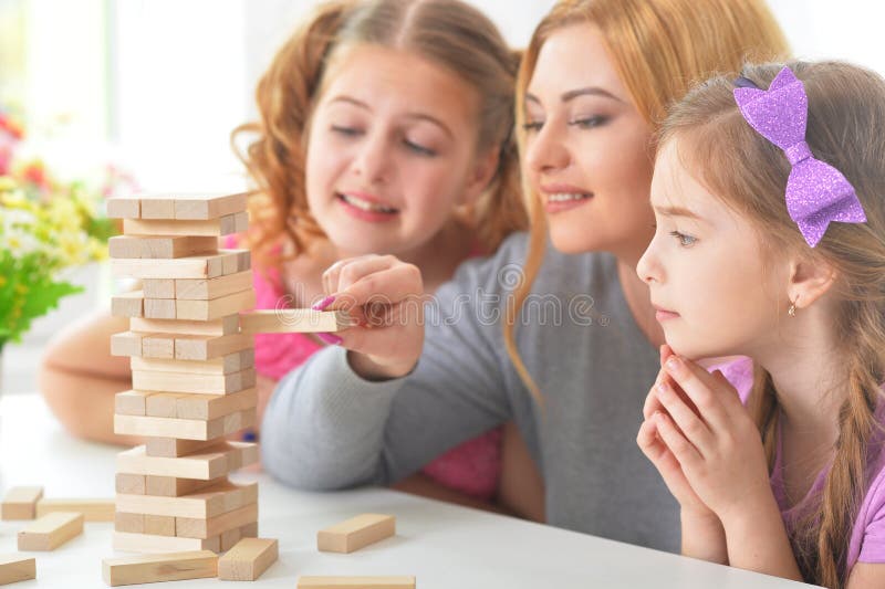 Family Playing with Blocks Together Stock Image - Image of bonding ...