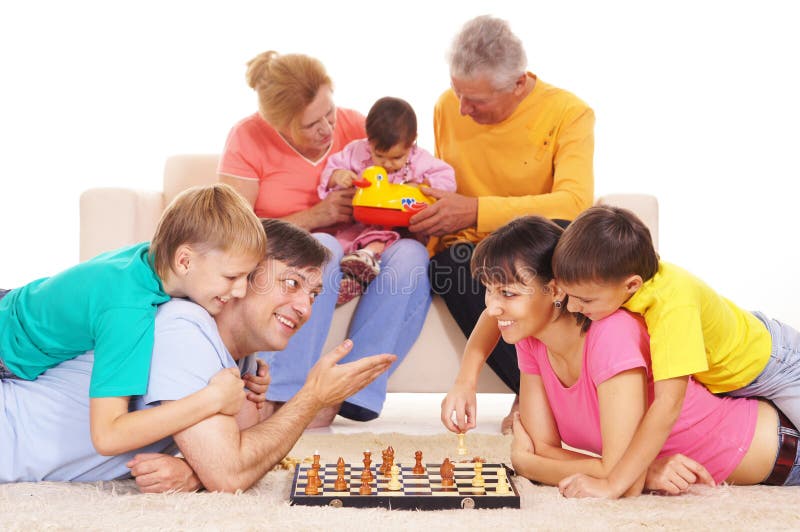 Family playing chess stock photo. Image of grandparents - 22828562