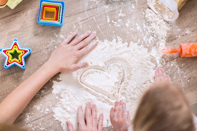 Family are Playing with Flour Stock Photo - Image of beautiful, cookies ...