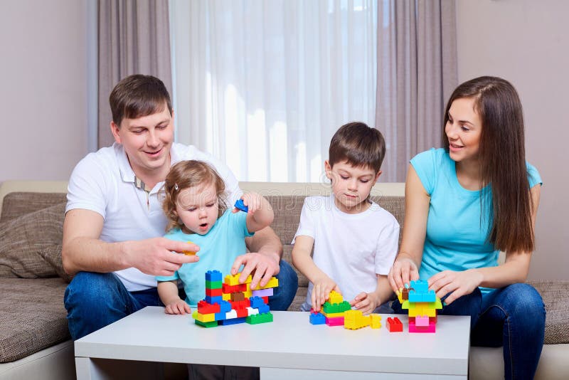 Family Playing Game Together at Home. Stock Image - Image of lifestyle ...
