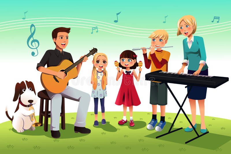Family playing music stock vector. Illustration of musical - 38651243