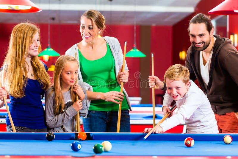 Family Playing Pool Billiard Game Stock Image - Image of family ...