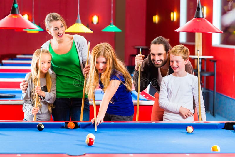 Family Playing Pool Billiard Game Stock Photo - Image of strategy ...