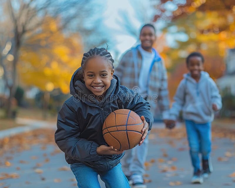 A Family Playing Sports Together in the Backyard. Stock Photo - Image ...