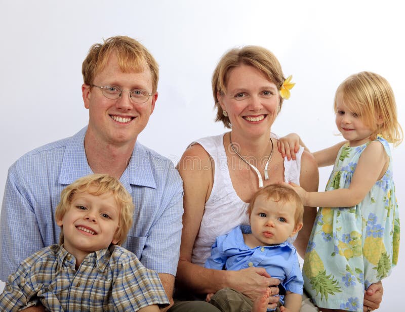 Family Portrait of Parents and Three Children Stock Photo - Image of ...