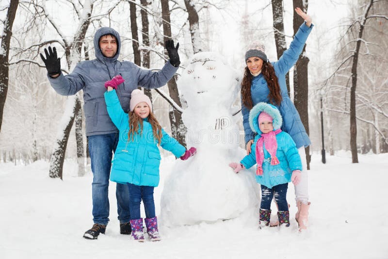 Family Portrait in the Snow Stock Photo - Image of outside, caucasian ...