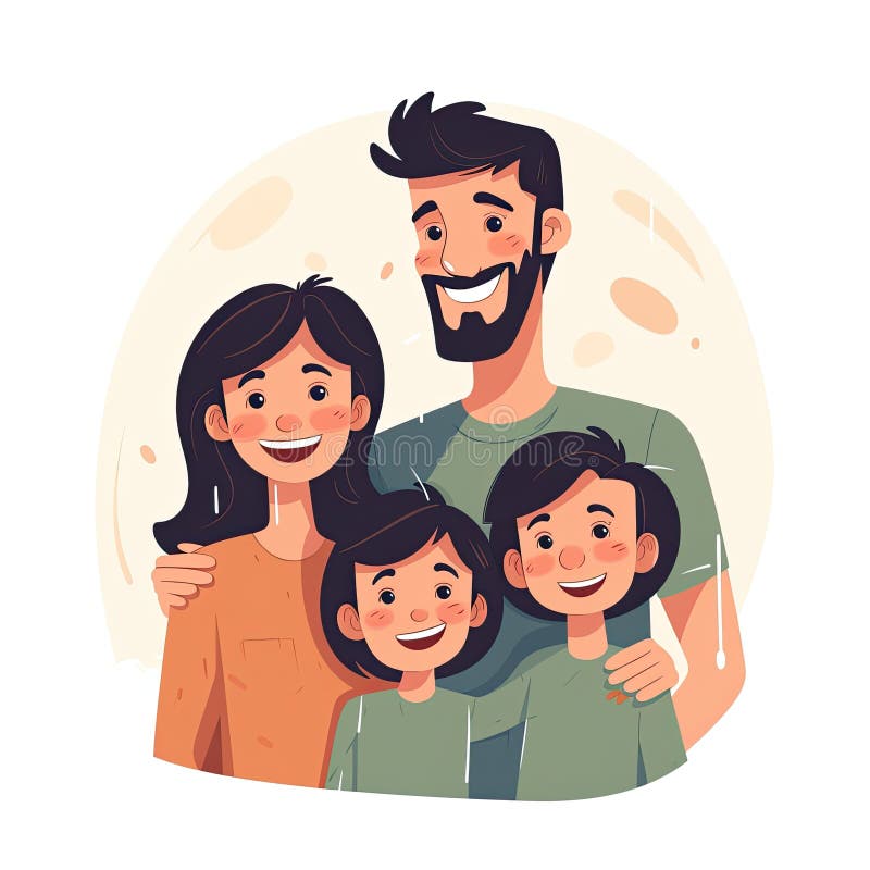 Family Portrait Vector Illustration. Stock Illustration - Illustration ...