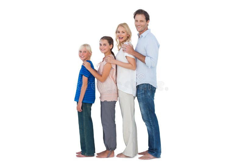 Happy Family Children Standing Together Line Stock Photos - Free ...