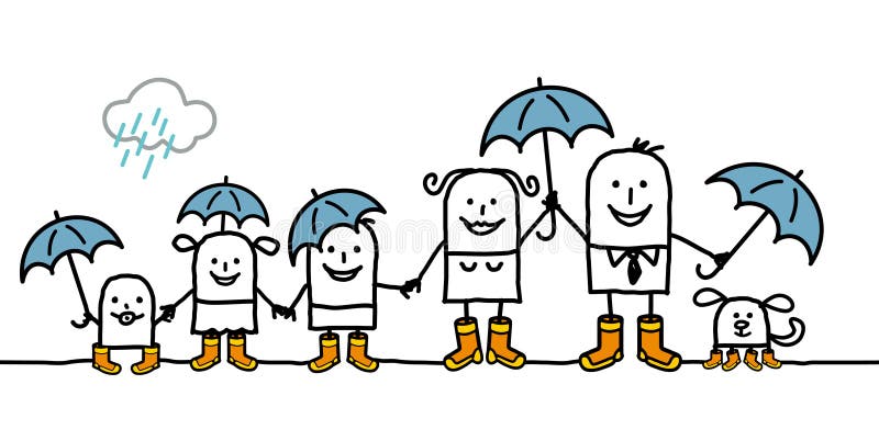 Family & rain stock vector. Illustration of black - 11052934