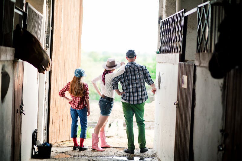 Family on ranch, farm stock photo. Image of family, horse - 65373456