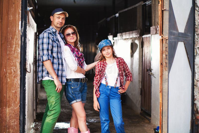 Family on ranch, farm stock image. Image of farm, unity - 65373539
