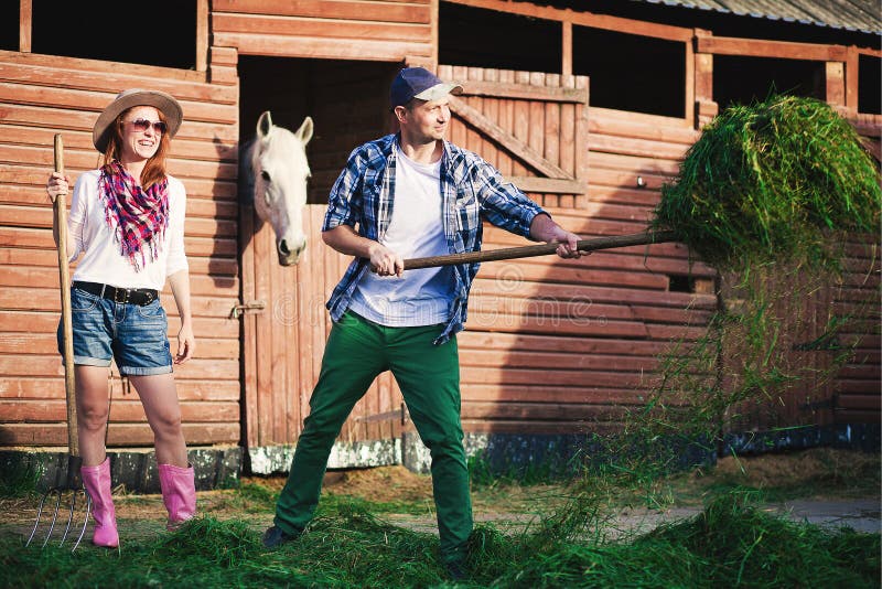 Family ranch stock photo. Image of horse, forks, farm - 65137108