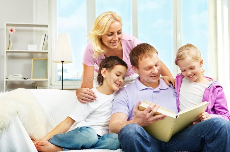 Family reading stock image. Image of adorable, expression - 18591591