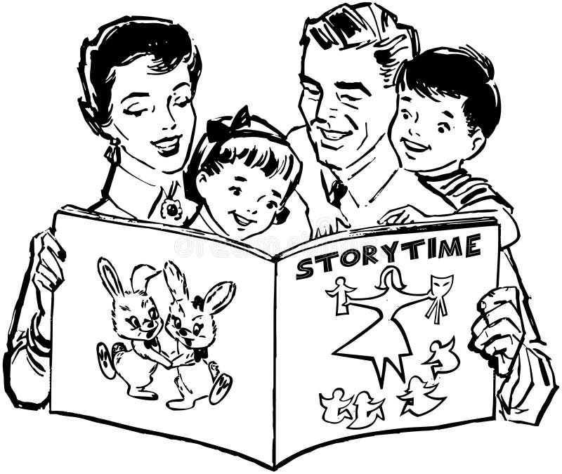 Family Reading Clipart Black And White Dad Reading Fun Book To His