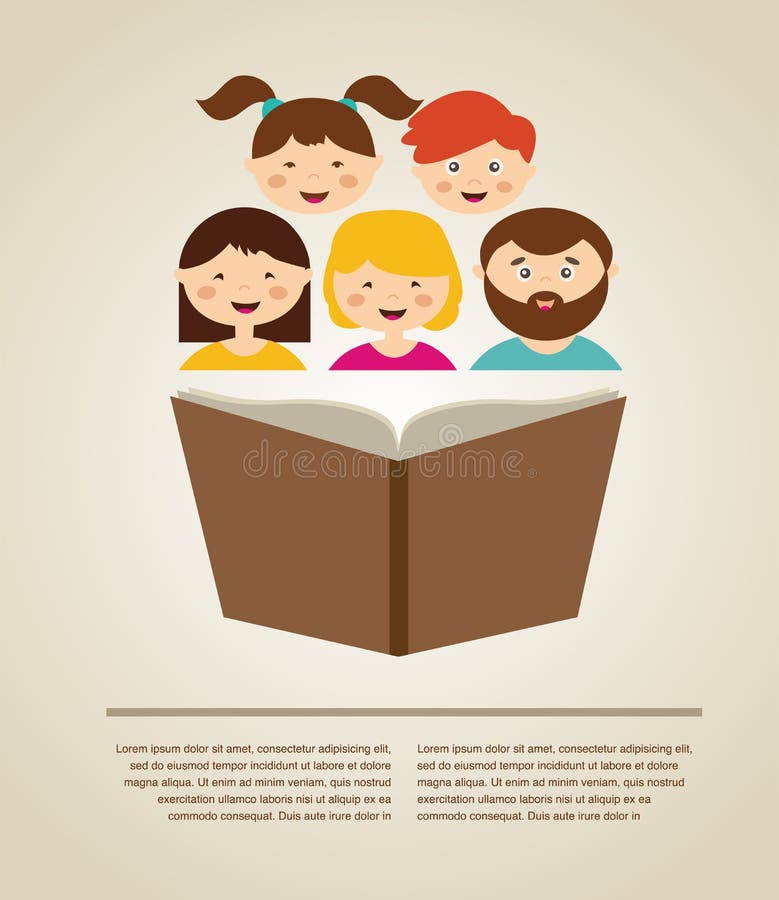 Family Reading a Book. Illustration with Place for Stock Vector ...