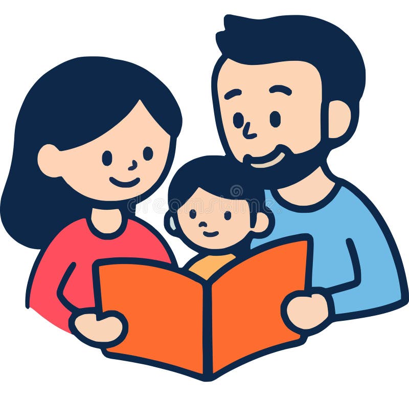Family Reading Together Joyful Bonding Activity Stock Vector ...