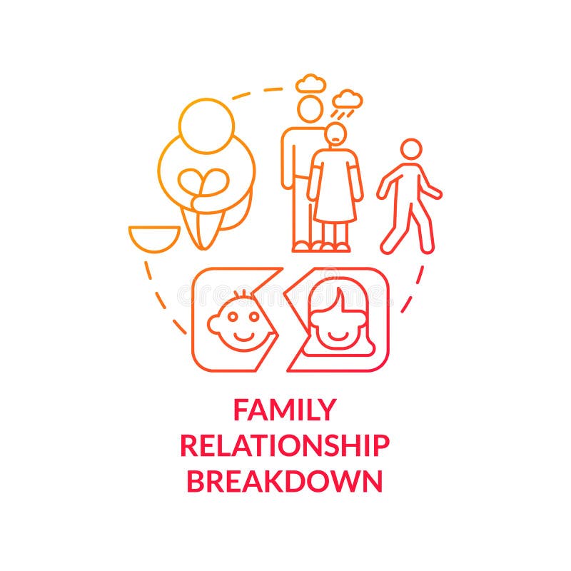 Family Relationship Breakdown Red Gradient Concept Icon Stock Vector ...
