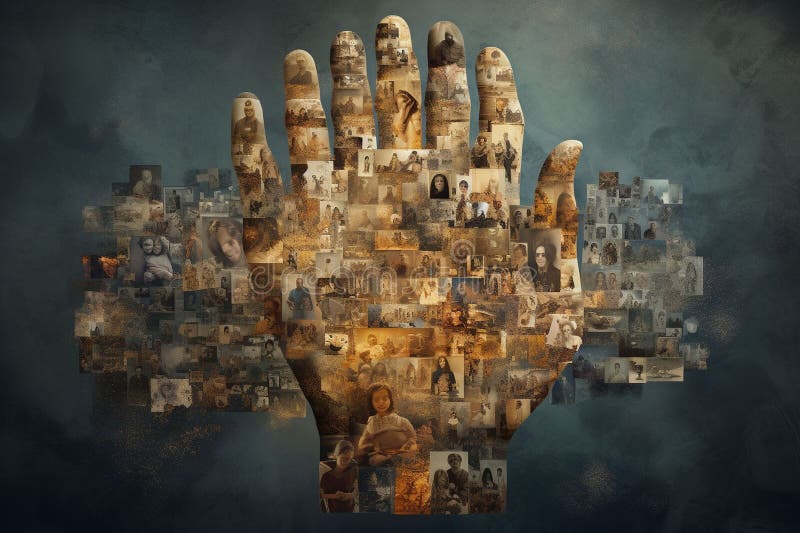 Family Remembrance Collage of Handprints a Stock Illustration ...