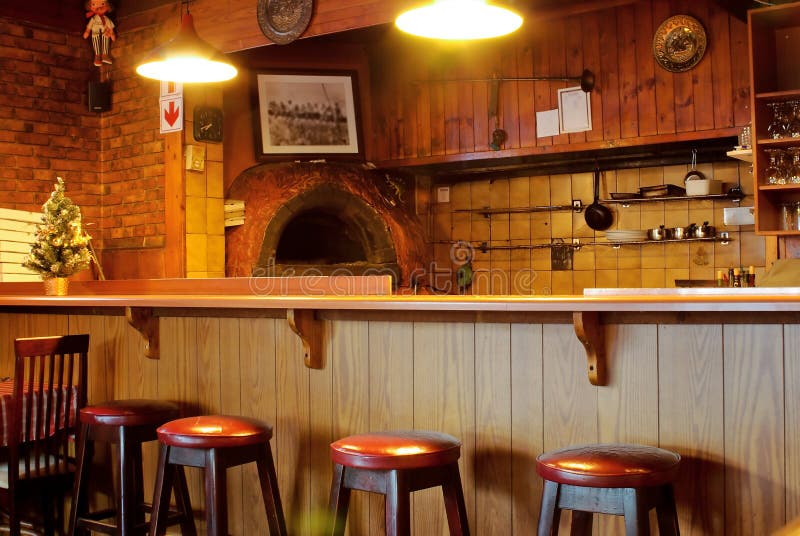 Family Restaurant Interior Bar Counter, Kitchen Stock Photo - Image of ...