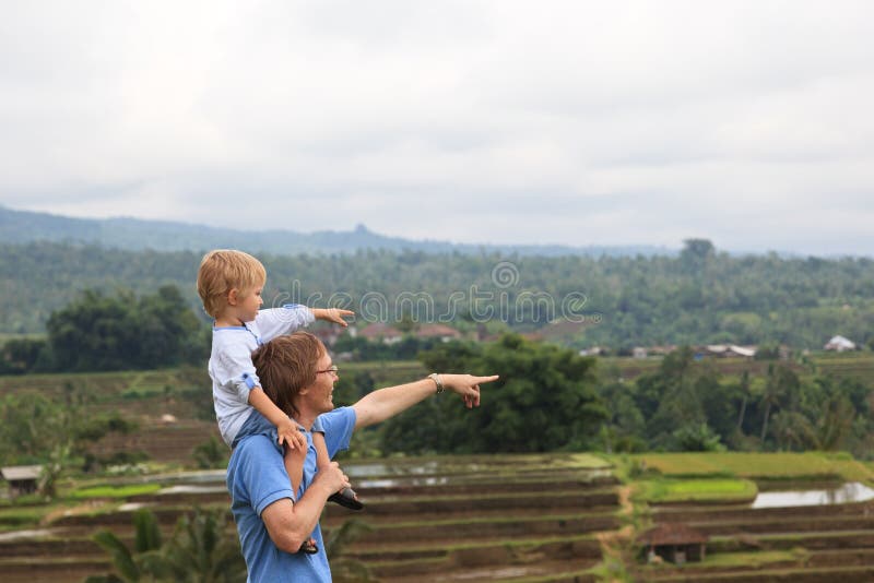 Family in Rice Fields of Bali Stock Photo - Image of holding, outdoor ...