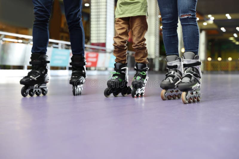 Family at Roller Skating Rink, Closeup Stock Photo - Image of active ...