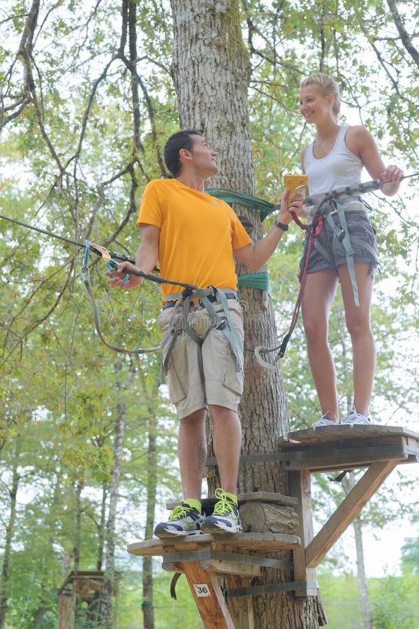 Family on Rope Climbing in Adventure Park Stock Photo - Image of rope ...