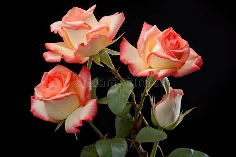 A Family of Roses, Fully Bloomed, Half Bloomed, and Bud Stock Image ...