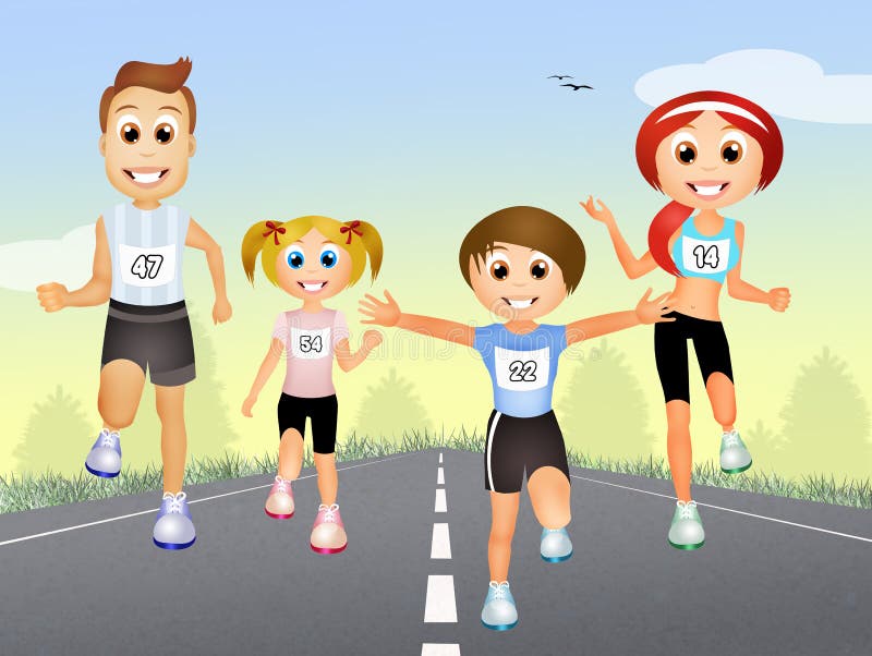 Family running stock illustration. Illustration of sprint - 52186308