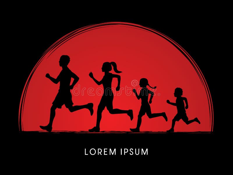 Family running silhouettes stock vector. Illustration of motion - 87557756