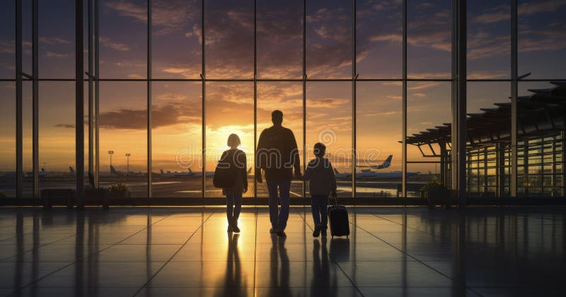 A Family S Silhouette Embarking on a New Adventure. Generative AI Stock ... A Family S Silhouette Embarking on a New Adventure. Generative AI Stock ...