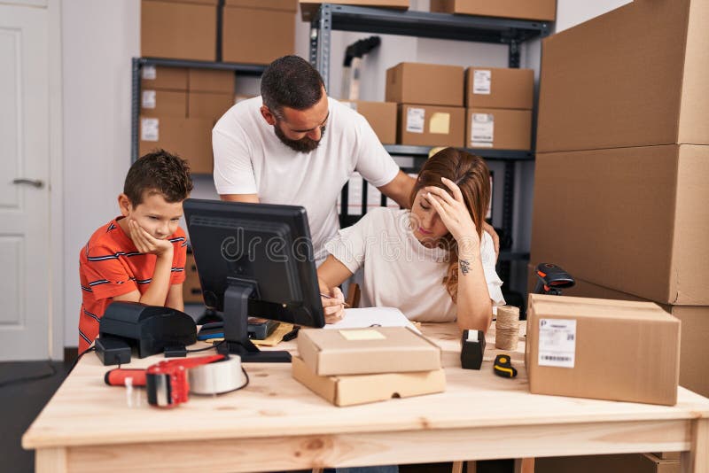 Family Sad for Business Problem at Storehouse Stock Photo - Image of ...
