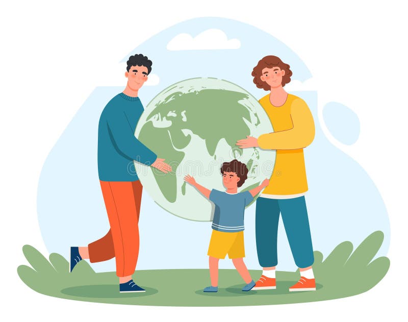 Family saving planet stock illustration. Illustration of family - 269363302