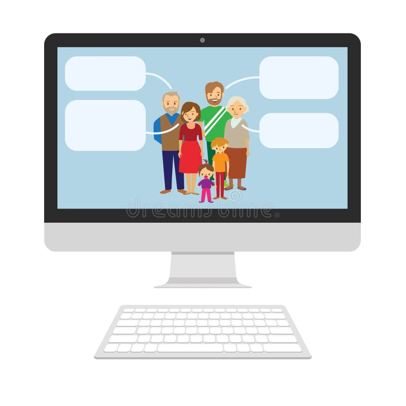 Family on screen stock illustration. Illustration of fancy - 79309181